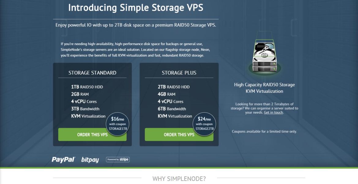 SimpleNode：达拉斯VPS/2核/1G内存/400G HDD/2T流量/1G端口/KVM/季付$18/大盘鸡 – Affyun 😷