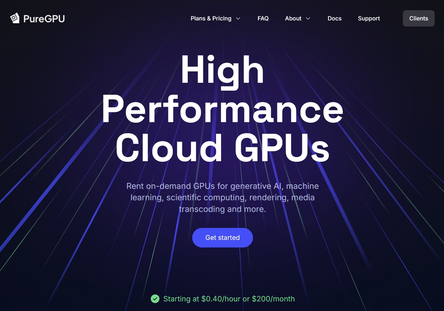 PureGPU：美国VDS/11核/60G内存/512G NVMe/不限流量/10G带宽/KVM/NVIDIA RTX 4000 ADA显卡 ...